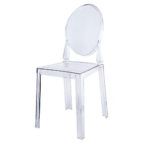 Efavormart Pack of 1 | Clear Transparent Banquet Ghost Chair Armless Stacking Accent Chair with Oval Back Acrylic, Invisible Plastic Construction, Unique Style