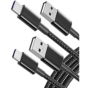 USB C Cable [2-Pack, 6 ft], Fast Charging 3A Quick Charger Cord, USB A to Type C Fast Charge Premium Nylon USB Cable for Samsung Galaxy S10 S9, Note 8, LG V20 G8 G7 and Other USB C Charger