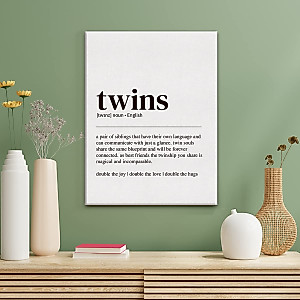 Twins Definition a Pair of Siblings Canvas Wall Art Poster Print Gift, Twin Nursery Painting Ready to Hang Home Decor (11.5" x 15")
