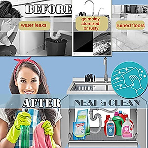 Under Sink Mat for Kitchen Cabinet - 34 x 22 Inch Rubber Mat Waterproof, Drip Tray Sink Pan Non Slip Mat Leak Protector, Bathroom Sink Liner Large Silicon Mat, Storage Organizer Water Mat (Beige)