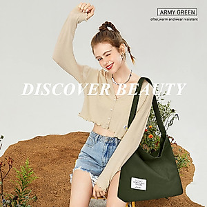 Ndeno Womens Canvas Shoulder Bags Crossbody Hobo Tote Bags Large Handbags Casual Shopping Work Travel Bag (Army Green)