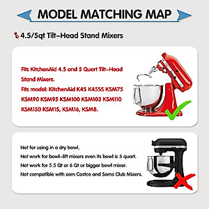 Stainless Steel Spiral Dough Hook Attachment for KitchenAid 4.5 and 5 Quart Tilt-Head Stand Mixer, K45DH Dough Hook, Dishwasher Safe, Mixer Accessory