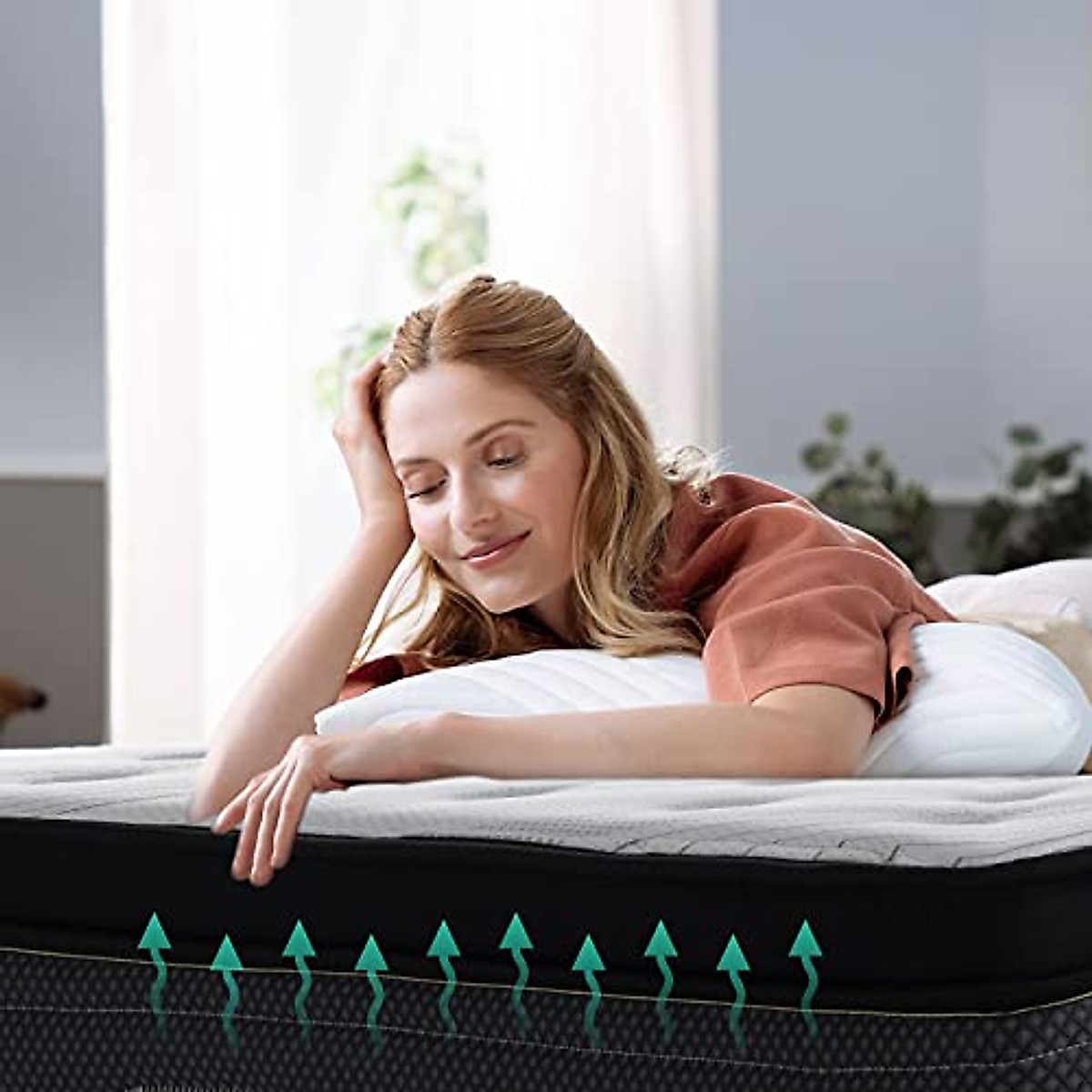 BAENIGHT Hybrid Queen Mattress 13‘’pocket Spring Mattress for Relieving Body Pressure with Individual Pocket Spring and Gel Memory Foam ，Euro Top Medium Firm Affordable Mattress(Queen (U.S. Standard))