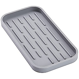 Cheer Collection Soap and Sponge Holder - Silicone Non-Slip Kitchen Counter Sink Organizer and Storage Tray, Medium