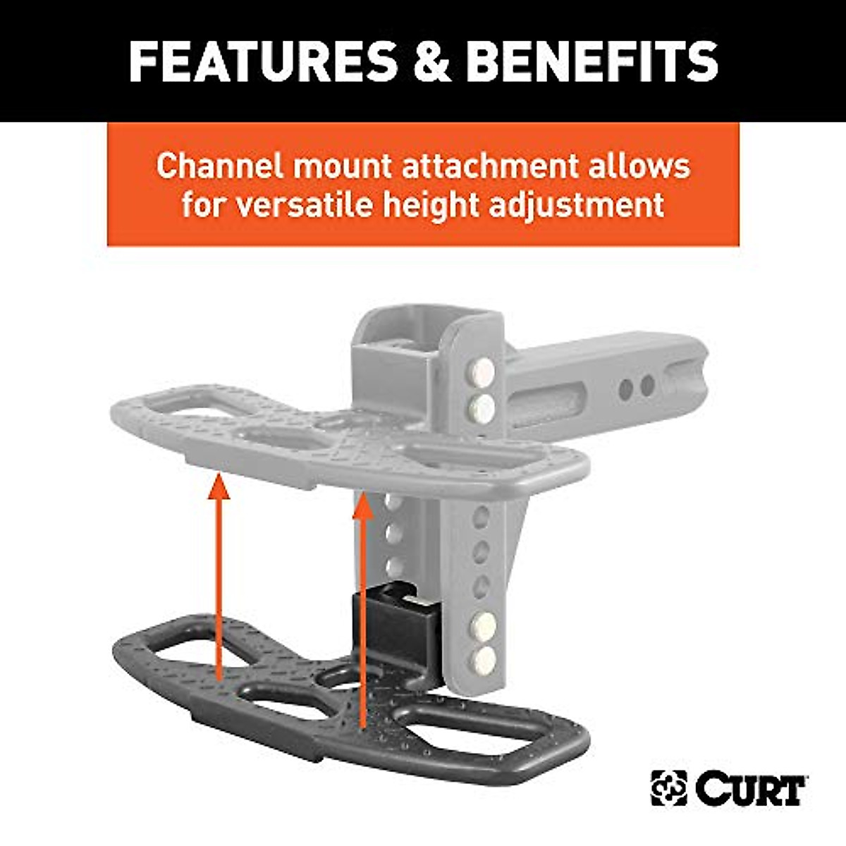 CURT 45909 Folding Hitch Step for Adjustable Channel Mount 17.1 x 8.5 x 2.7 inches