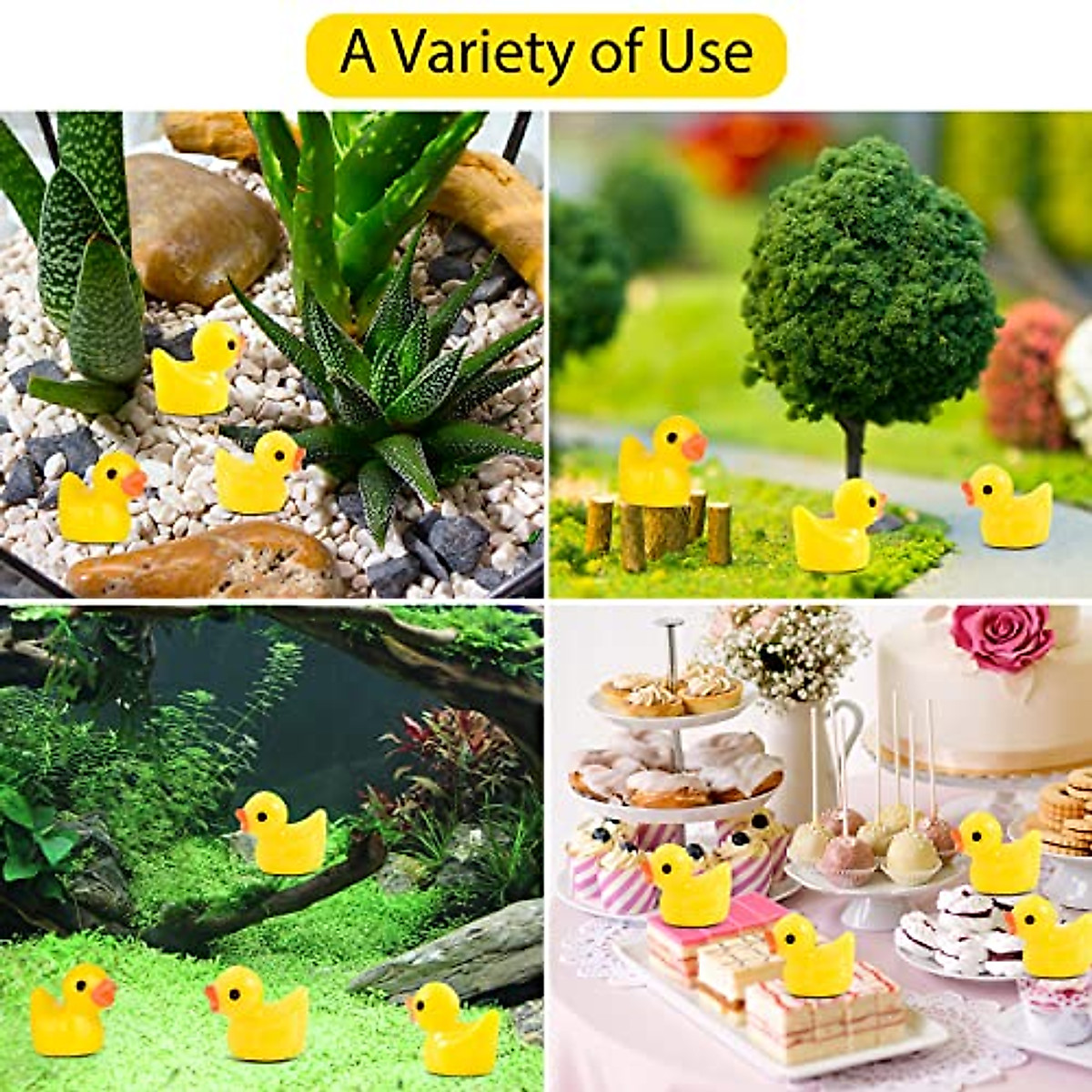 KUUQA 70 Pieces Tiny Ducks Mini Resin Ducks Miniature Duck Figures Ornament for Craft, Dollhouse, Slime, Home Decorations（Yellow）