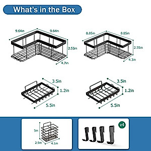 Tipcoo Corner Shower Caddy, 5 Pack Rustproof Shower Organizer,Durable Shower Shelves, No Drilling Stainless Steel Shower Storage Rack with Soap Holder & Toothpaste Holder for Bathroom/Dorm/Kitchen