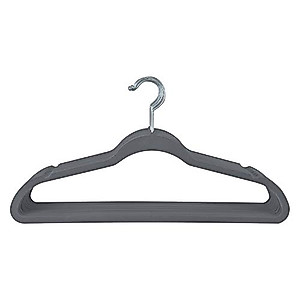 Simplify 10 Super Slim Velvet Huggable Hangers in Grey