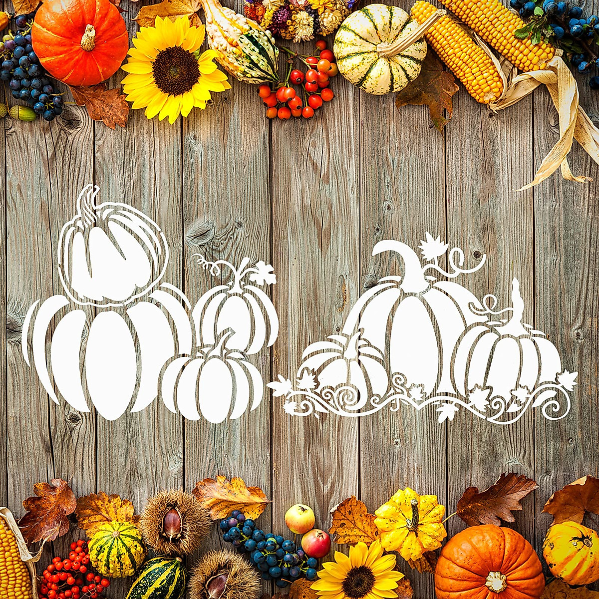 5 Pieces Fall Pumpkin Stencils 11.7 x 8.3 Inches Thanksgiving Autumn Stencils Pumpkin Painting Stencils Plastic Harvest Templates for DIY Drawing Painting Crafts Arts Farmhouse Decoration