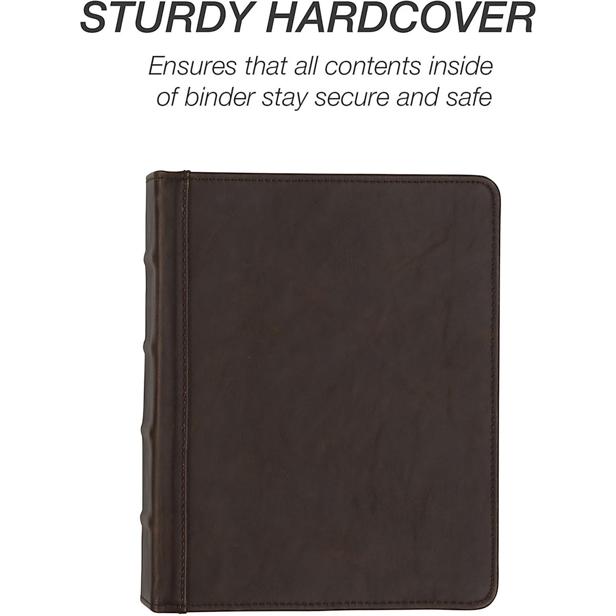 Samsill Vintage Hardback Mini 3 Ring Zipper Binder, Professional Binder Organizer, Planner, 1 Inch Capacity, Faux Leather, 5.5 x 8.5 Inch Documents, Brown