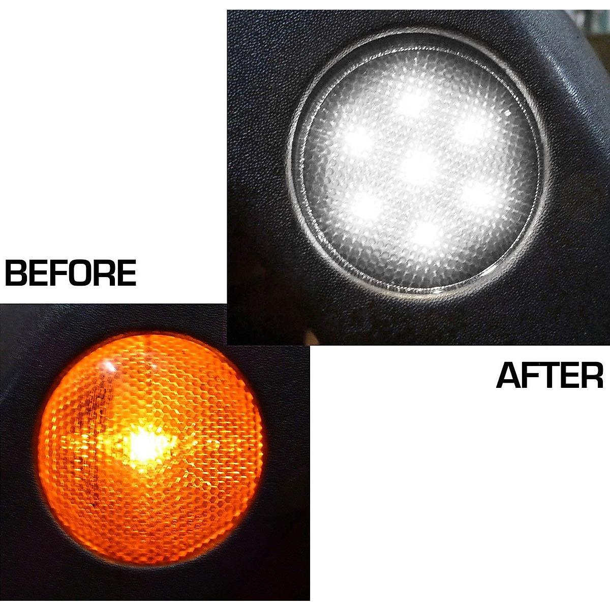 iJDMTOY Smoked Lens White Full LED Front Fender Flare Side Marker Light Kit Compatible With Jeep 2007-2017 Wrangler JK, Replace OEM Amber or Clear Sidemarker Lamps