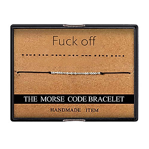 Ldurian Morse Code Bracelet for Women- Fuck Off Inspirational Morse Code Bracelets Ajustable string Bracelet Secret Message Friendship Gifts