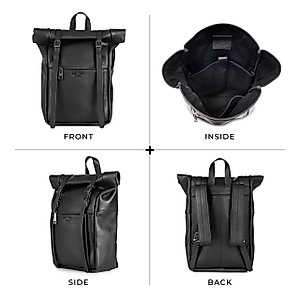 BERLINER BAGS Premium Leather Backpack Lille, Laptop Bag and Travel Rucksack for Men Women - Black