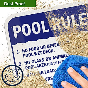 Pool Rule Sign, 12x18 Inches, 3M EGP Reflective, Rust Free .063 Aluminum, Fade Resistant, Made in USA by My Sign Center