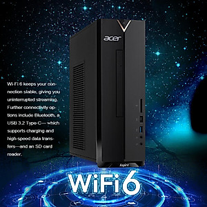 Acer Aspire Tower Desktop, Intel Celeron J4125 Processor, 8GB RAM, 256GB PCIe SSD, DVD, HDMI, VGA, Wi-Fi, Wired Keyboard & Mouse, Windows 11 Home, Black (D17W6)