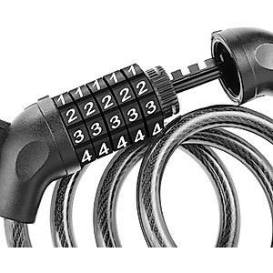 Bike Lock, 4 Feet Bike Locks Cable, High Security 5 Digit Resettable Combination Coiling Bicycle Lock, Heavy Duty Anti Theft Cable Locks