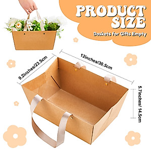 Tuanse 30 Pcs Christmas Basket for Gift Empty DIY Bulk Gift Basket Kit with Handle Kraft Cardboard Tray with 30 Bag 30 Bow Market Tray for Birthday Wedding Party Gift(Brown,12.6 x 9.8 x 5.9 in)