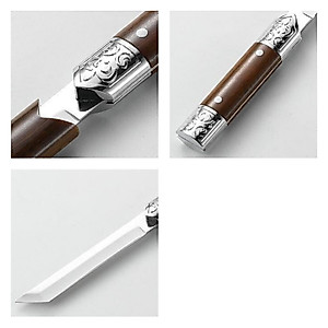 RWSEFK Small Tactical Paring Knife With Covers,Sharp Fruit Knife,Vegetables Knife,Double Knife,Dual Samurai Chef Knife (A)