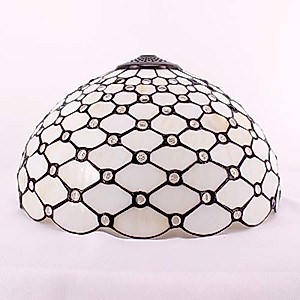Tiffany Lamp Shade Replacement W16H7 Inch Stained Glass Crystal Pear Bead Lampshade Fit For Table Lamps FLoor Lamp Ceiling Fixture (3 Hooks)Pendant Hanging Light S005 WERFACTORY Home Office Decoration