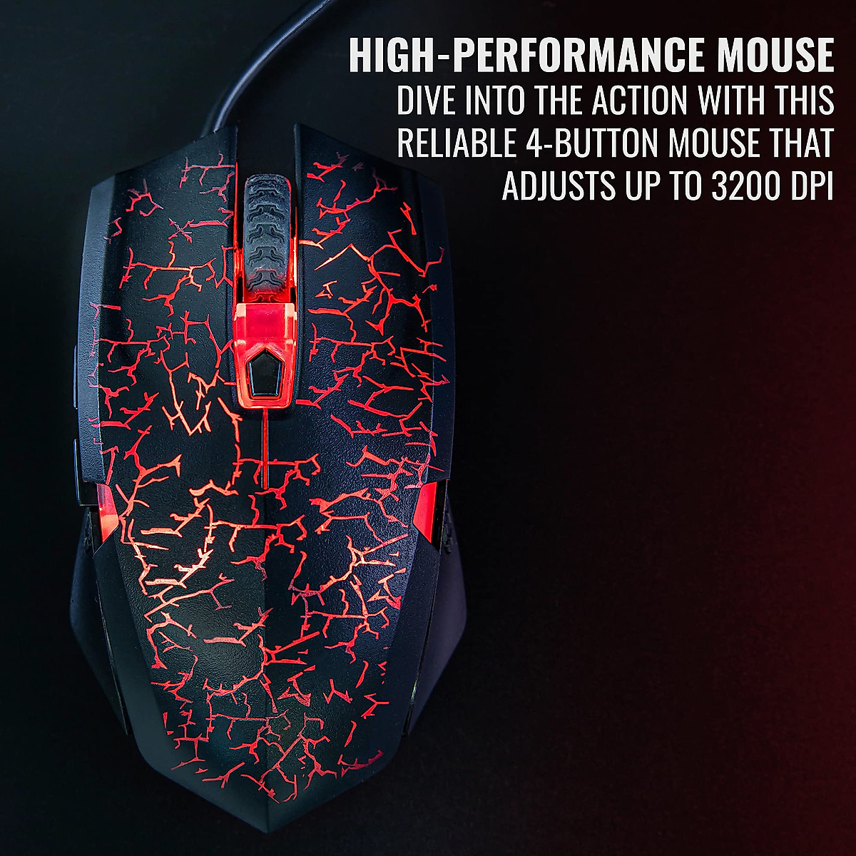 Ritz Gear Gaming Accessories Kit (Red) | 4-in-1 LED Backlight Bundle PC Combo with Multimedia Keyboard, Optical Mouse, Mouse Pad & Headset with Adapter | for Windows 7+ Desktop, Laptop, Xbox & PS4