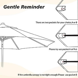 Sunshine Outdoor 9ft with 6 Ribs Patio Umbrella Replacement Canopy Market Umbrella Top Outdoor Umbrella Canopy Black & White(2pcs/package)