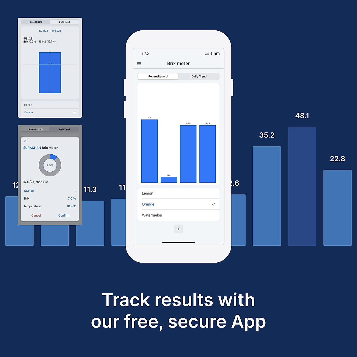 Digital Brix Refractometer - Pairs with Smartphone | Range 0-53%; Accuracy ±0.2%; ATC | Portable Handheld | Made in Korea | Measures Sugar Content in Honey, Wine, Beer, Liquids Easy to Read