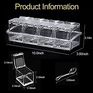 Dfacio Clear Seasoning Containers, Sugar Container Salt Box Condiment Containers with Spoons and Tray, Catering Supplies for Coffee Bar and Hot Cocoa Bar