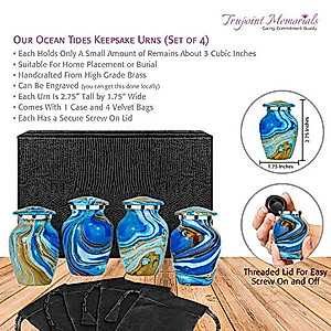 Trupoint Memorials Cremation Urns for Human Ashes - Decorative Urns, Urns for Human Ashes Female & Male, Urns for Ashes Adult Female, Funeral Urns - Ocean, 4 Small Keepsakes
