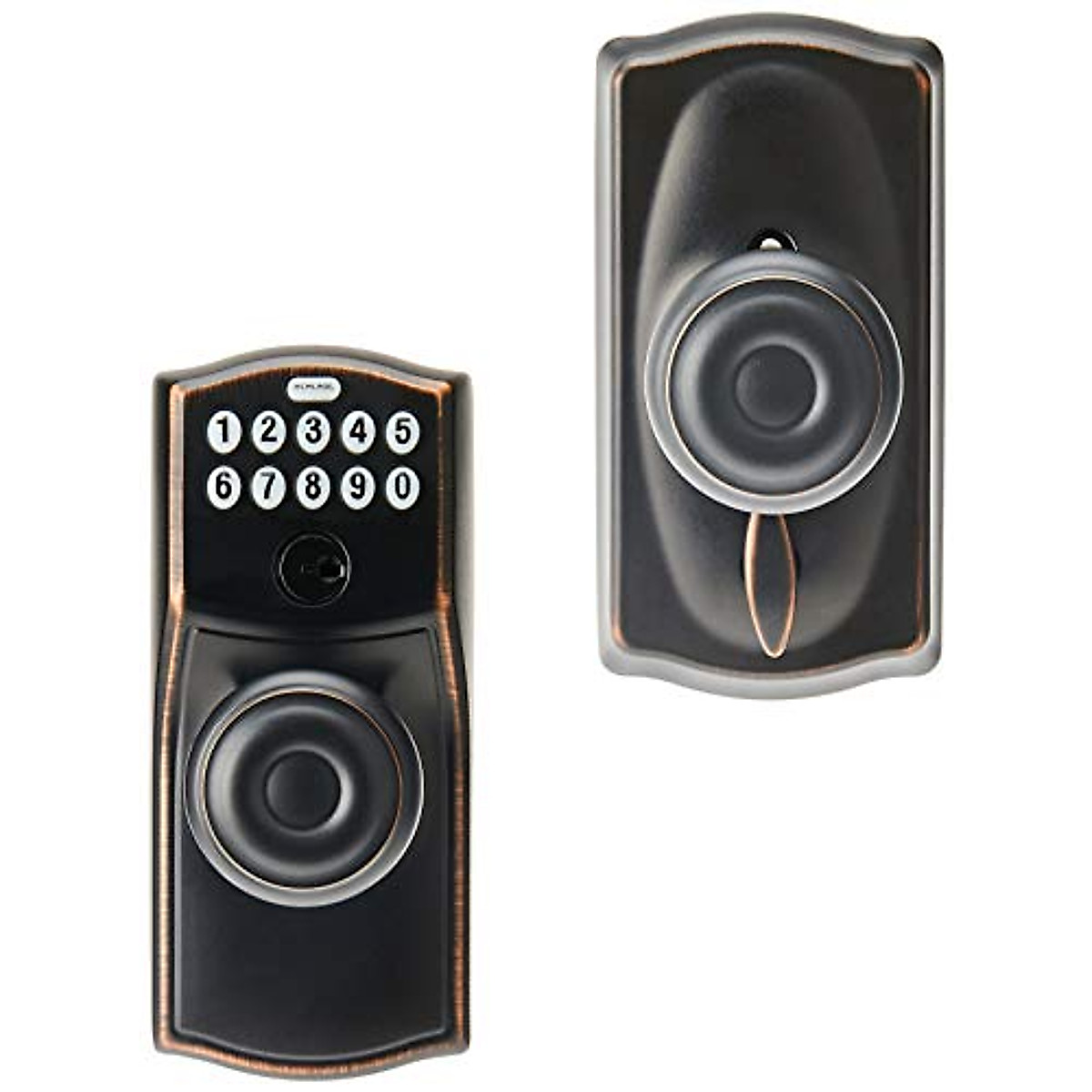 SCHLAGE FE595 CAM 716 16-211 10-063 Camelot by Georgian Keypad Knob with Flex Lock, Aged Bronze