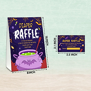 Halloween Diaper Raffle Games Sign, Halloween Baby Shower Party Game Set, Gender Reveal Party Favor Supplies Decor-1 Double Sided Standing Sign + 50 Guessing Cards (01)