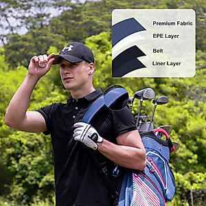 Golf Cart Bag with 14 Way Organizer Divider Top, Lightweight Golf Bags for Man Woman with Cooler Pouch, Backpack Strap (Blue/Red)