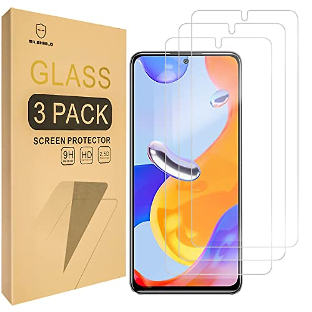 Mr.Shield [3-Pack Designed For Xiaomi Redmi Note 11 Pro 5G+4G / Redmi Note 11 Pro+ / Redmi Note 11 Pro Plus [Tempered Glass] [Japan Glass with 9H Hardness] Screen Protector