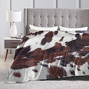 Brown Cow Blanket Cow Print Throw Blanket, Lightweight Flannel Fleece Blankets with Cow Print for Couch (Fleece Cow Blanket for Adult Kid 2, 60"x50")