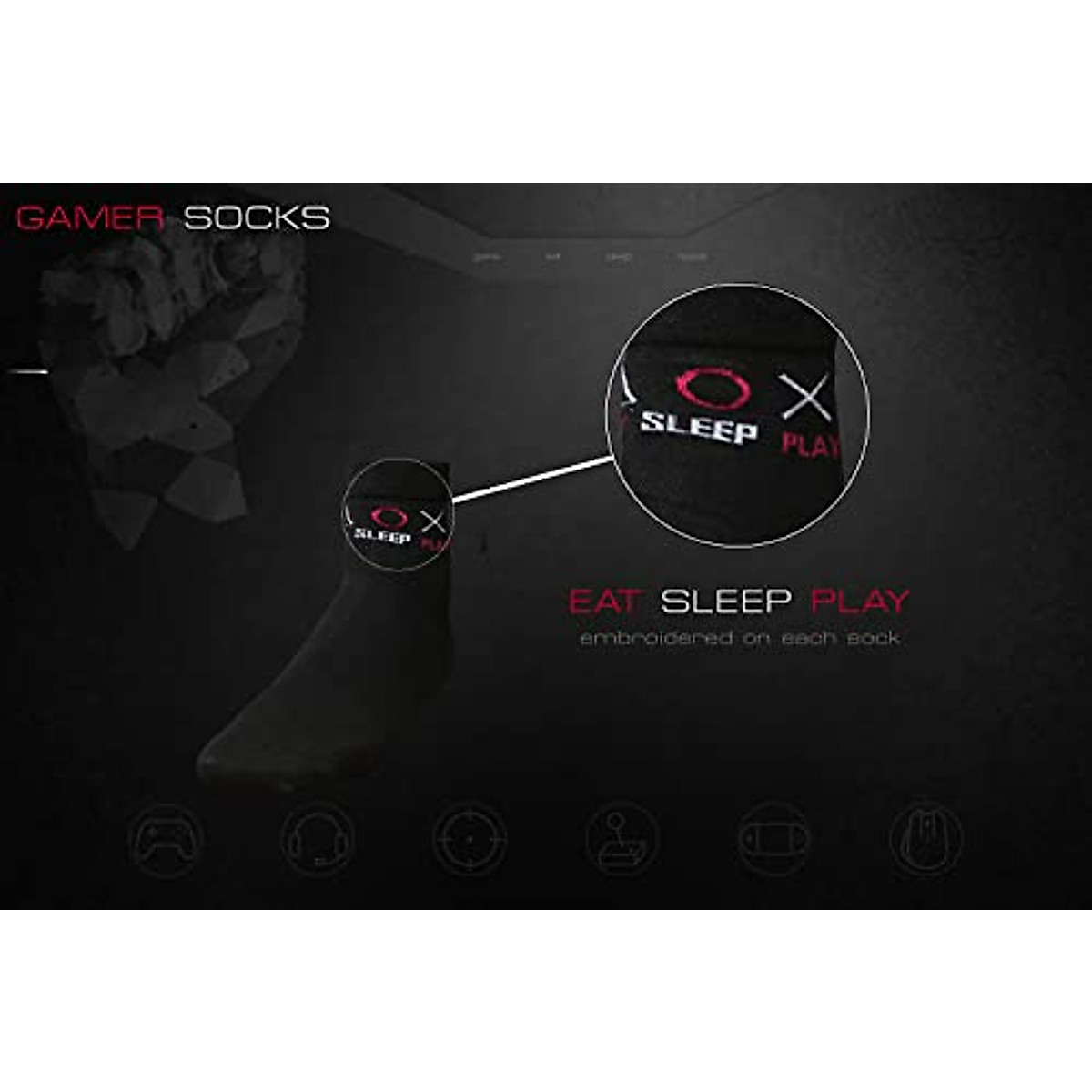 Gamer Socks, Cool Gifts, Fun Socks for Teens, Gaming Presents, Graphic Socks for Teens (Red Respawn)