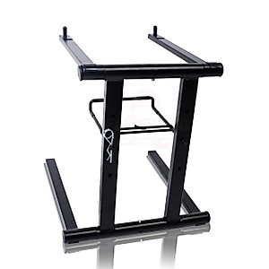 Folding DJ Laptop Stand with Sub-tray Shelf by FAT TOAD | Pro Audio Computer Table Top Rack Stand Mount for iPads, Mixer Controller & Tablets | Portable PC Gear Clamp Holder | Stage Booth, Home Office
