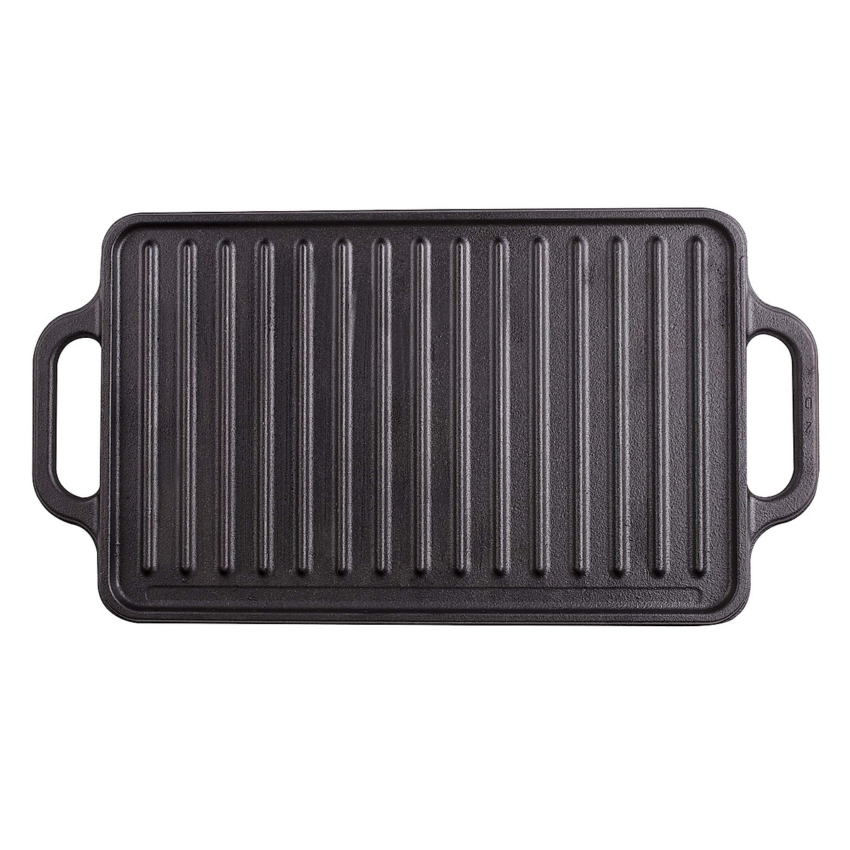 Victoria Rectangular Cast Iron Griddle. Double Burner Griddle, Reversible Griddle Grill, 13 x 8.5 Inch, Seasoned with 100% Kosher Certified Non-GMO Flaxseed Oil, Model: GDL-189