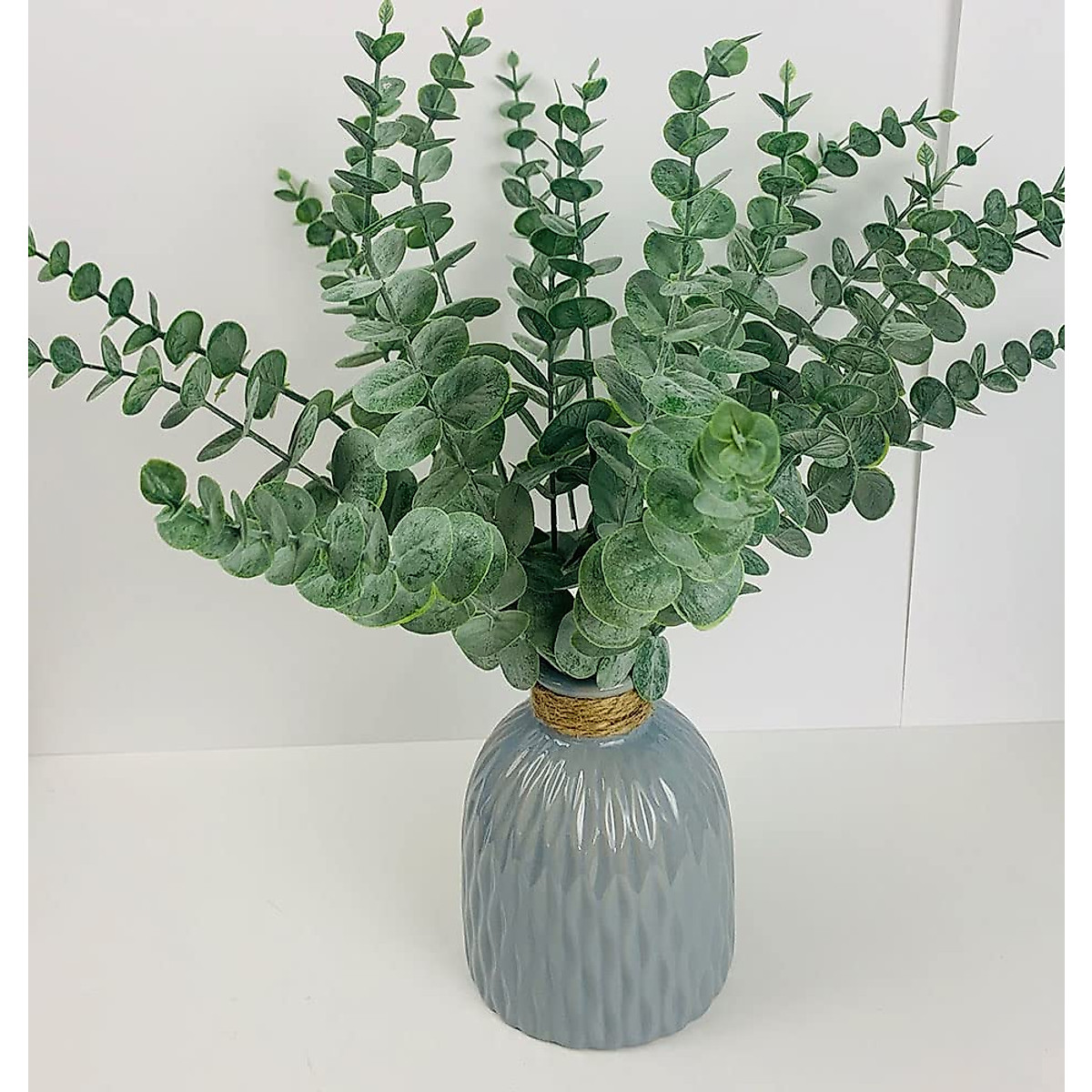 Fawoert 10Pcs Artificial Eucalyptus Leaf Stem, Gray-Green Artificial Plant Branches for Home Garden Core Wedding Decoration.