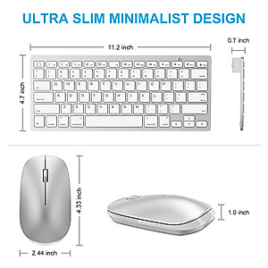 Wireless Keyboard and Mouse Combo for iPad, SPARIN Bluetooth Keyboard Mouse for iPad Pro M4 & iPad Air M2 2024 (13 inch &11 inch), iPad Air 5th 4th Gen, iPad 10th 9th 8th Gen, Silver White