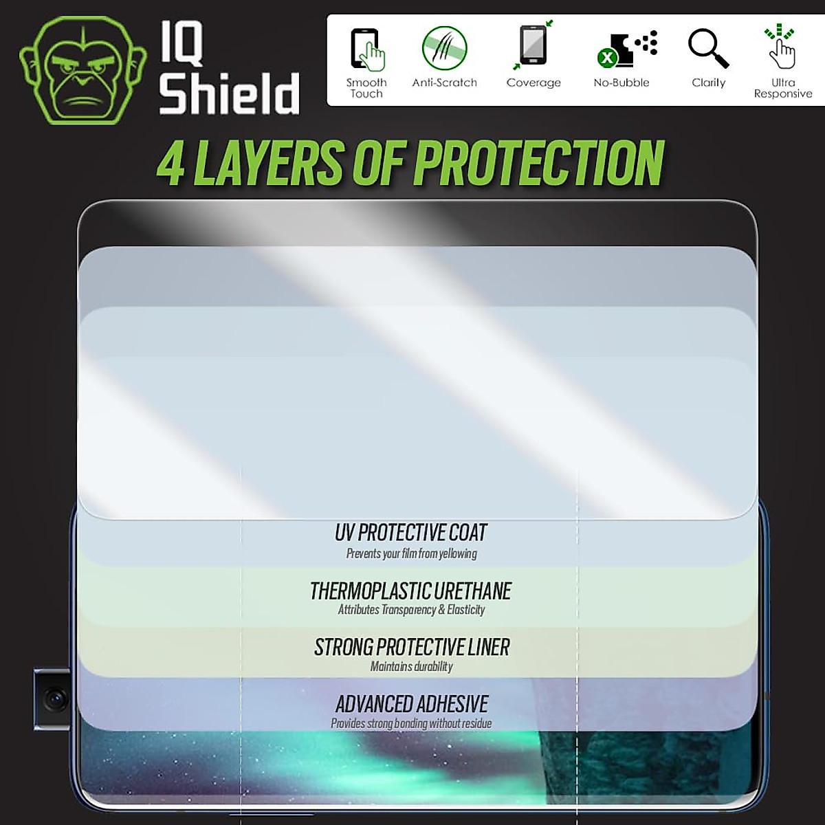 IQShield Screen Protector Compatible with OnePlus 7 Pro (2-Pack)(Case Friendly) LiquidSkin Anti-Bubble Clear TPU Film