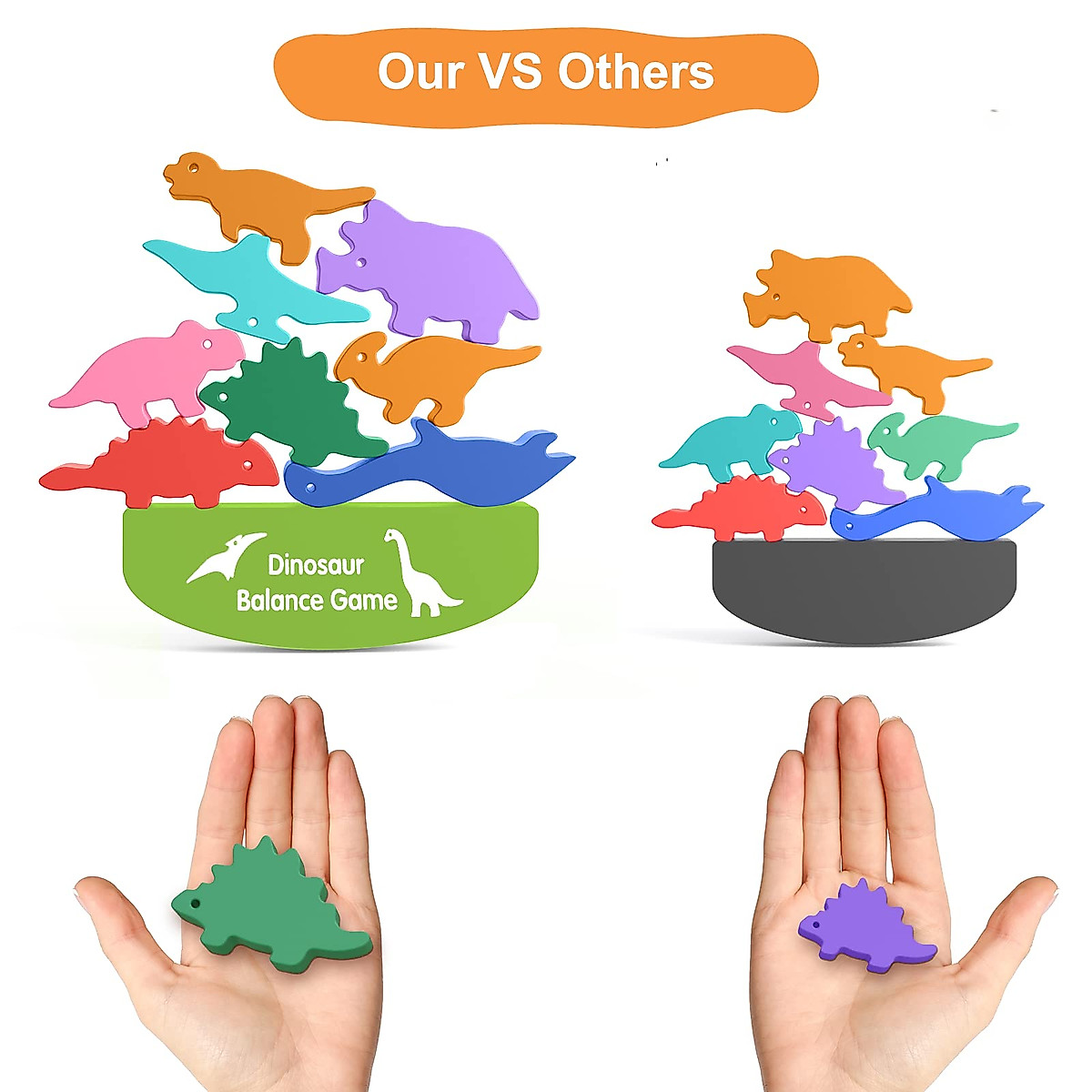 FRONOR Toys for 3-7 Year Old Boys Girls, Dinosaur Building Wooden Blocks STEM Montessori Educational Stacking Toys Birthday Toys Gifts for 3 4 5 6 7 Year Old Girls Gifts (Green)