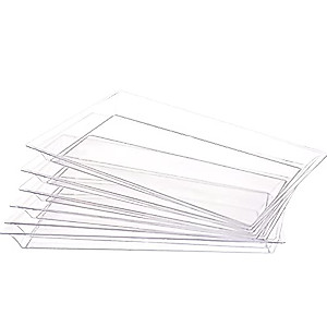 SUT 12 Pack Clear Plastic Serving Trays, 15’’×10’’ Rectangle Serving Platters Disposable Food Trays for Weddings and Parties