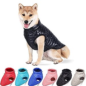 HDKUW Dog Winter Coat with D Ring, Super Light Dogs Warm Coat, Waterproof Jacket Vest Apparel for Small Medium Dogs Black M