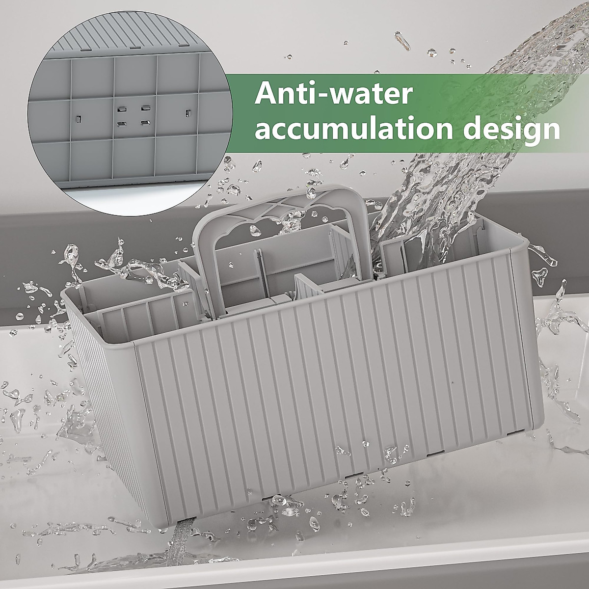 DAYHOPE Plastic Shower Caddy Portable Organizer, DIY Bathroom Organizers and Storage, Makeup Organizer Divided Storage Tote Holder for Bathroom, Makeup, Kitchen, Office, Desktop (2 Pack, Gray)