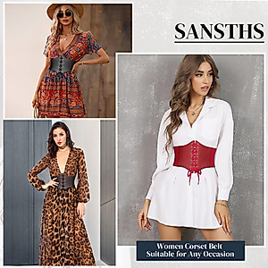 SANSTHS Wide Corset Belt for Women Lace-up Renaissance Corset Hight Waist Elastic Belt for Halloween Costume Parties Black L