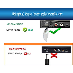 UpBright USB 5V AC/DC Adapter Compatible with Sereonic Serene Wireless TV Listening Speaker TV-SB TVSB BT-2001 BT-2001GS BT-200 BT-200GS Soundbox TVSoundBox AC-TVSB-BT Power Supply Battery Charger PSU