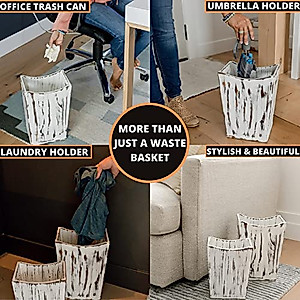 Rustic Waste Basket Set with Small Trash Can and Large Trash Bin. Rectangular Wastebaskets, Trashcan Set. Bathroom Garbage Can, Bedroom Trash Can, Office Trash Can Wooden Wastebasket (Espresso brown)