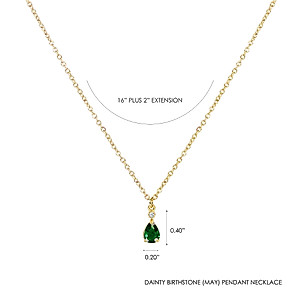 On palette Birthstone Pendant Handmade Gold Plated Necklace Gift Jewelry for Women/Wife, Girlfriend, Sister, Mom, Friend/Anniversary Birthday Gift Ideas (05.May-Emerald)