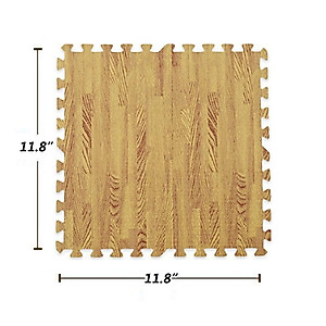 9 Pcs Interlocking Printed Wood Grain Foam Mat, Comfy Foam Carpet Tiles 11.8" x 11.8" Anti-Slip Border for Exercise, Yoga, Playroom, Garage, Room Floor, Puzzle Area, Basement (White)