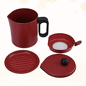 Bacon Grease Container with Fine Mesh Strainer 1.7L Oil Pot with Strainer Cooking Oil Filter with Anti-scalding Handle and Coaster Tray Stainless Steel Oil Storage Pot Can for Cooking Oil, Frying Oil