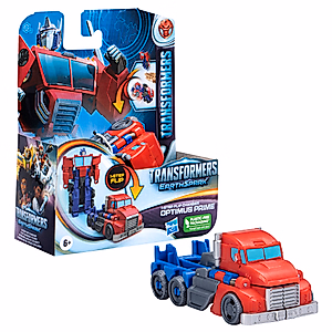 Transformers Toys EarthSpark 1-Step Flip Changer Optimus Prime 4-Inch Action Figure, Robot Toys for Ages 6 and Up